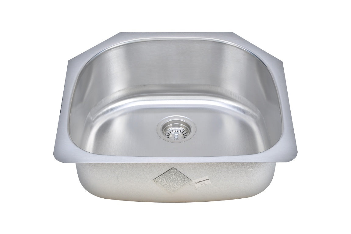 Wells Sinkware 16 Gauge D-shape Single Bowl Undermount Stainless Steel ...