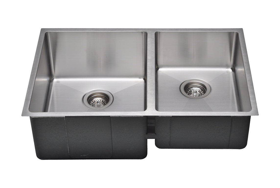 Wells Sinkware Commercial Grade 16 Gauge Handcrafted Double-Bowl Under ...