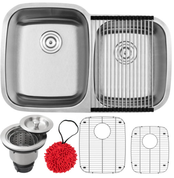TICOR L3 FOSTER SERIES 32.25" 18-GAUGE STAINLESS STEEL UNDERMOUNT DOUB ...