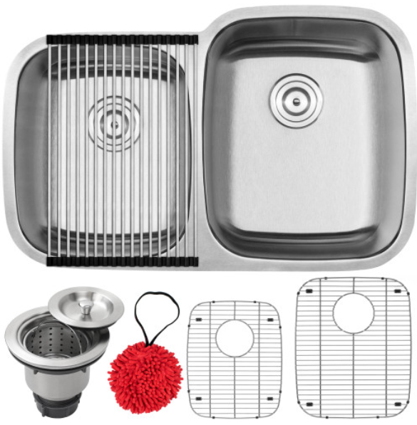 TICOR L4 FOSTER SERIES 32.25" 18-GAUGE STAINLESS STEEL UNDERMOUNT DOUB ...