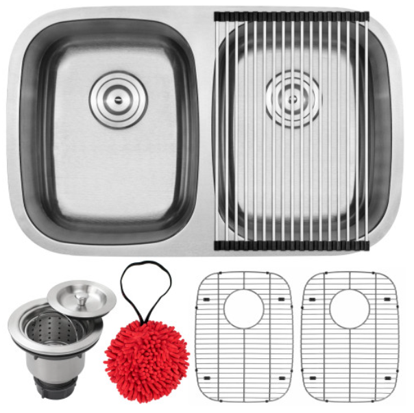 TICOR L5 FOSTER SERIES 29.5" 18-GAUGE STAINLESS STEEL UNDERMOUNT DOUBL ...