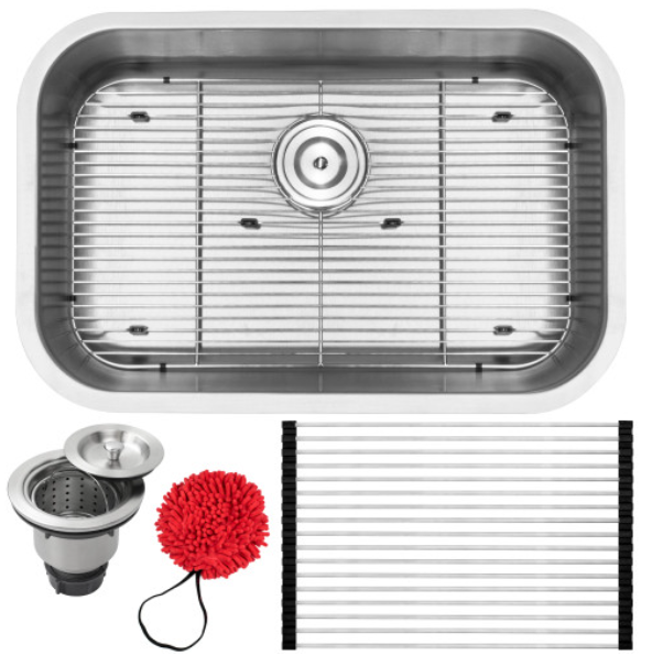 TICOR L18 27" 18-GAUGE STAINLESS STEEL UNDERMOUNT SINGLE BASIN KITCHEN ...