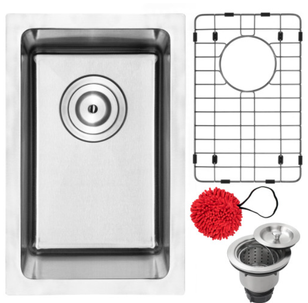 TICOR PLZ-03 12" ARLO SERIES 18-GAUGE STAINLESS STEEL UNDERMOUNT SINGL ...