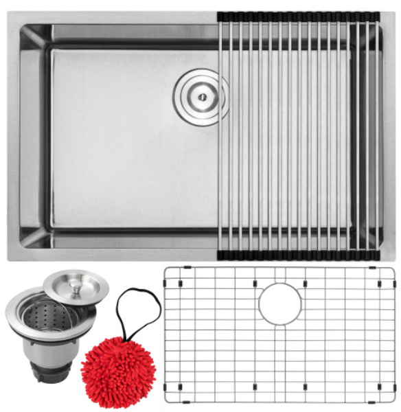 TICOR PLZ-24 28" ARLO SERIES 18-GAUGE STAINLESS STEEL UNDERMOUNT SINGL ...